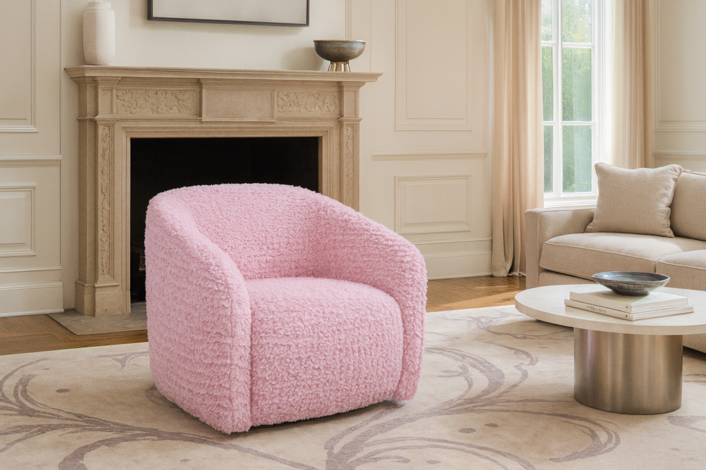 Modern Pink Swivel Accent Chair - Furniture Collection